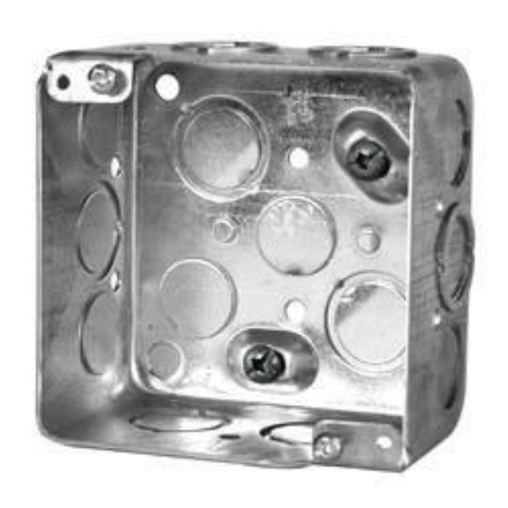 BOX METAL SQUARE 4X4X2-1/8" WITH 1/2 & 3/4" KO | Guillevin