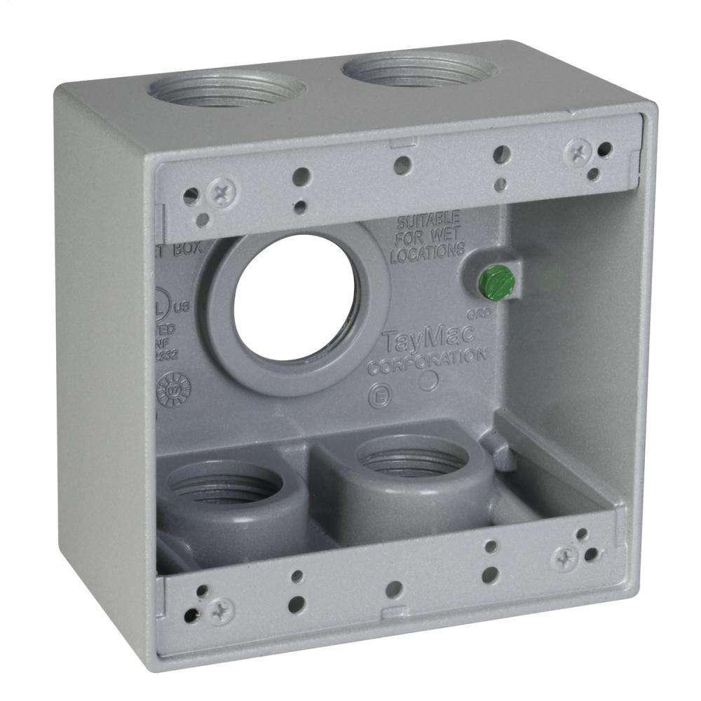 BOX FS 2G WEATHERPROOF ALUMINUM 1-7/8" DEPTH 5-HUB 1" | Guillevin